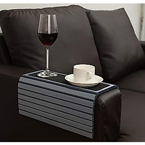GEHE Sofa Arm Tray Table for Couch Flexible/Foldable Sofa Tray Couch arm Table Perfect for Drinks Snacks Remote Control or Phone Great arm Tray for Couch armrest (Grey)