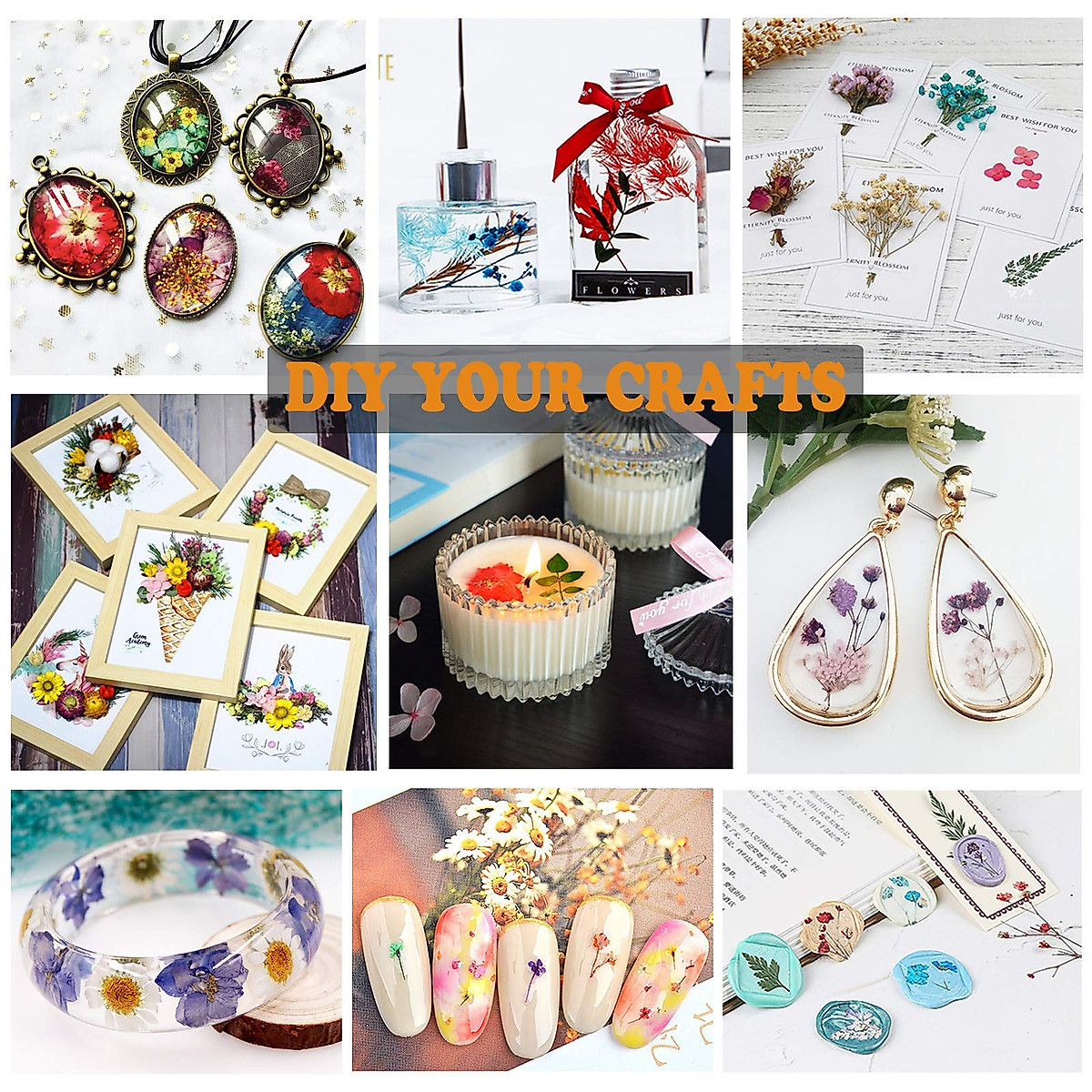 LUCISKY 92 Pcs Purple Dried Pressed Flowers Real Natural Leave Petals for DIY Resin Candle Jewelry Nail Crafts