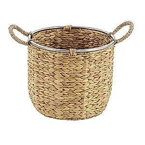 Deco 79 Seagrass Handmade Storage Basket with Handles, Set of 2 12", 16"W, Light Brown