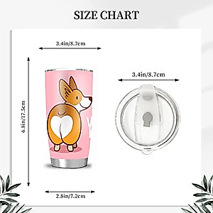 Waldeal Cute Corgi Dog I Love You Coffee Mug Stainless Steel Thermal Tumbler with Lid, Double Wall Vacuum Insulated Travel Mug for Women Men Birthday or Christmas Gifts, 20oz