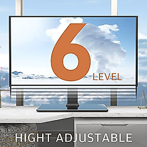 Universal TV Stand - Table Top TV Stand for 27-60 inch LCD LED TVs - 6 Level Height Adjustable TV Base Stand with Tempered Glass Base & Wire Management, VESA 400x400mm