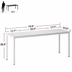 soges 70.8 Inch Stylish Computer Desk, Large Executive Office Desk, Simple Study Writing Desk, Workstation Business Furniture for Home Office, White