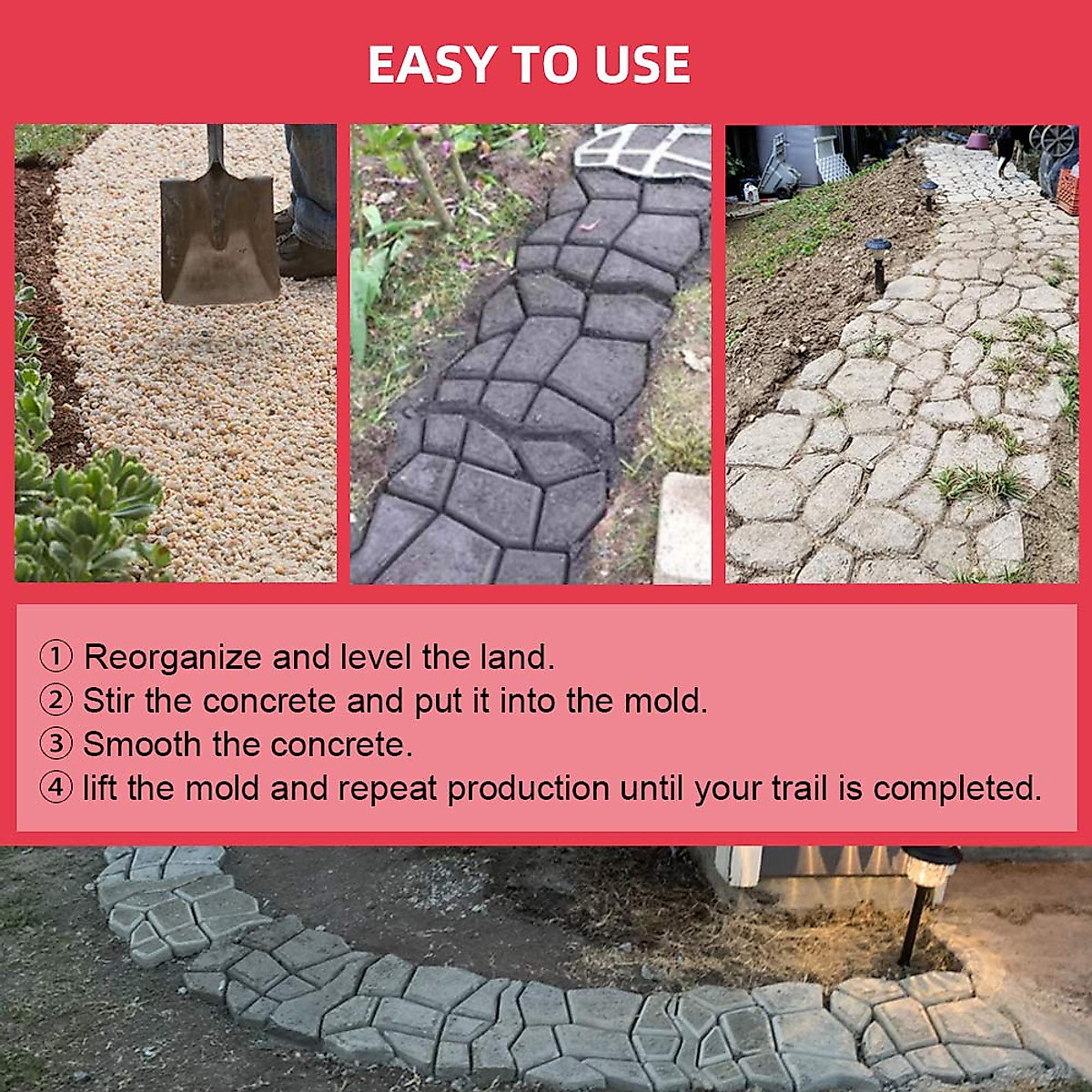 Anothera 17"x17"x1.6" Walk Maker Reusable Concrete Path Maker Molds Pathmate Stone Molding Stepping Stone Paver Yard Patio Lawn Garden DIY Walkway Pavement Paving Moulds (Irregular)