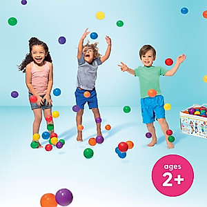 Intex 96 x 78 x 28 Ft Inflatable Jungle Adventure Play Center Spray Kiddie Pool & Small Plastic Multi-Colored Fun Ballz for Ball Pit, 100 Pack