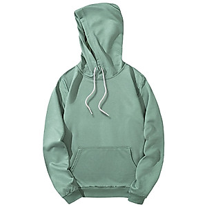 Maiyifu-GJ Men's Lightweight Casual Athletic Hoodies Long Sleeve Drawstring Hooded Pullover Hoodie Sweatshirts With Pockets (Light Green,X-Large)