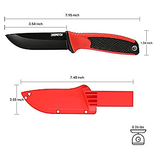 Dispatch Tactical Fixed Blade Outdoor Knife Bushcraft Survival Hunting Tool, Non-slip Stylish Handle, with Practical Sheath, for Camping, Hunting, Adventure, 8'' Closed