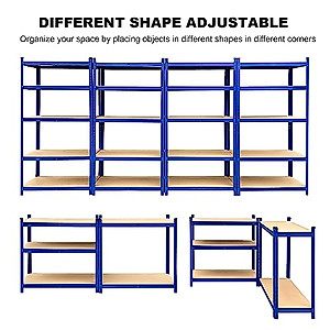 Vandise 5-Shelf Shelving Unit with MDF Boards, Adjustable Steel Shelve, 59H x 28W x 12D inch, 386lbs Loading Capacity per Shelf, Shelving Units and Storage for Kitchen and Garage (Blue)