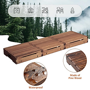 Wooden Platform Step Stool-Wooden Platform 3.75" Height.One Step Stool Larger 47.5" Carbonization Porch Step,Stair Assist Indoor&Outdoor,Bedside Foot Stepper,Mobility Stepping.for Handicap