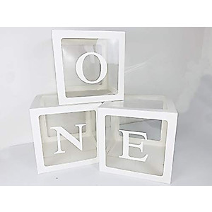 First Birthday Decorations for Boy Girls– ONE Balloon Boxes with 30 PCs metal gold balloon, white balloon for baby Party Decorations