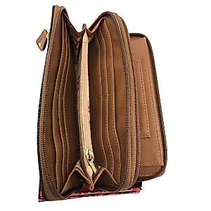 Stone Mountain Large Leather Zip Around Black/Brown Pebble Wristlet Wallet | 8X 1.5 X 4 inch