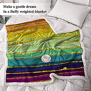Colorful Glitter Rainbow Plush Fluffy Fleece Blanket, Faux Fur Throw Blanket, Super Soft Throw Blanket for Sofa, Couch and Bed
