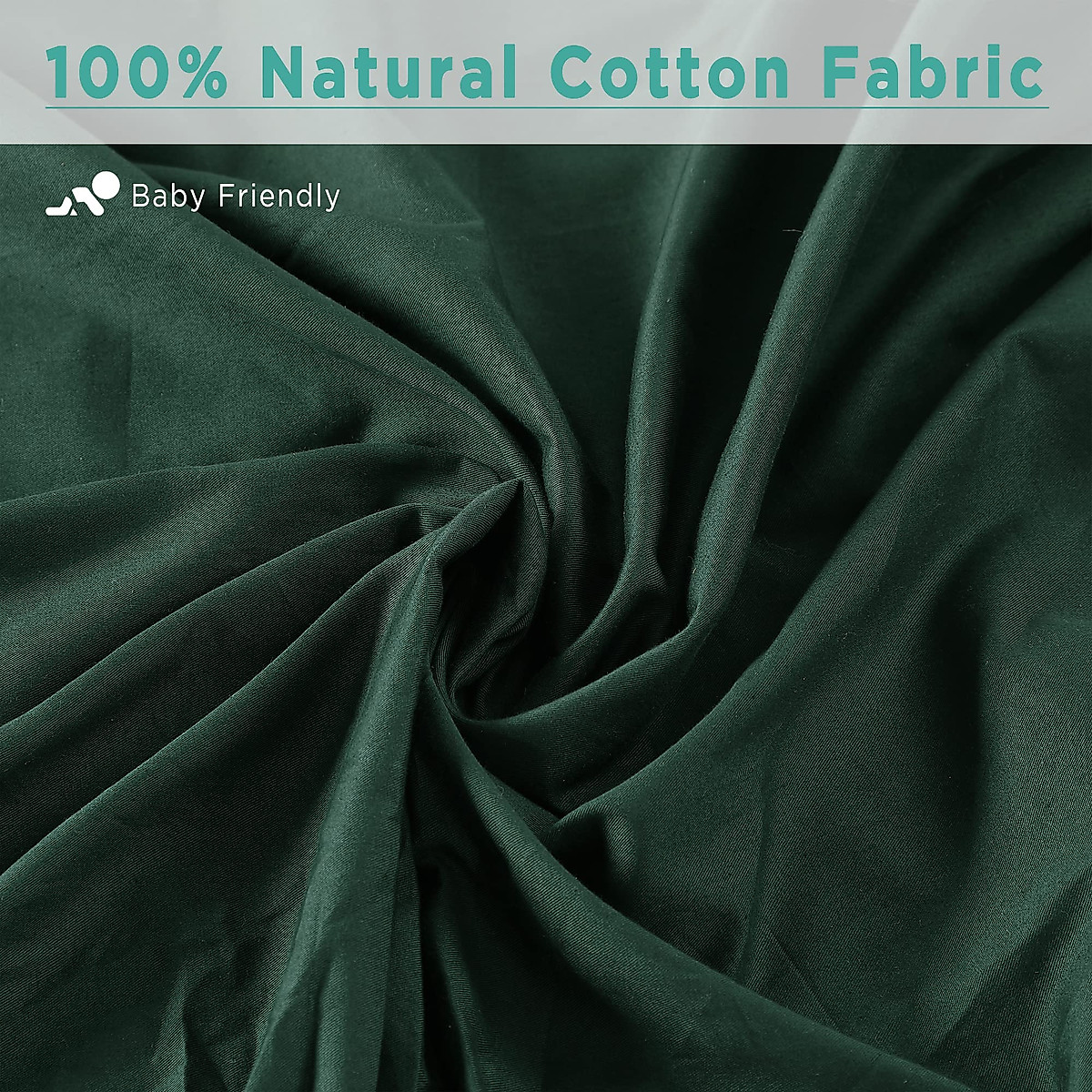 ATsense Duvet Cover King Size, 100% Cotton Linen Feel Super Soft Comfortable, 3-Piece Dark Green Duvet Cover Bedding Set, Durable and Easy Care, Simple Style Farmhouse Comforter Cover