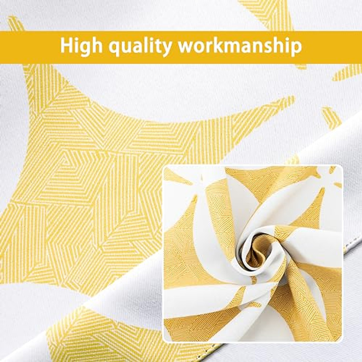 DriftAway Amelia Thermal Blackout Room Darkening Grommet Window Curtains Retro Geo Pattern Round Circle Star Print Set of 2 Panels Each 52 Inch by 84 Inch Yellow