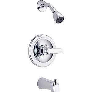 Delta Faucet Foundations Chrome Shower Faucet Set with 2-Spray Chrome Shower Head, Tub and Shower Trim Kit, Shower Faucet Sets Complete, Chrome BT13410 (Valve Not Included)