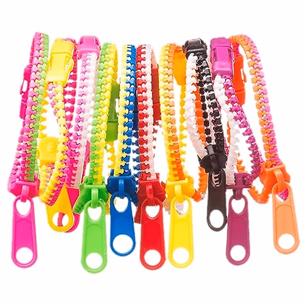 only U 20-Piece Friendship Zipper Bracelets Sensory Fidget Toys Kit for Kids - Perfect Valentines, Birthdays, Goodie Bags, Easter Stuffers - Bulk Set of 20 Bracelets, Party Favors, Gifts