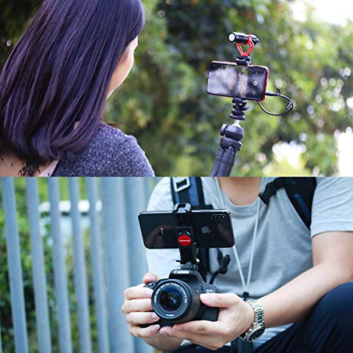 ULANZI Universal Phone Tripod Mount with Cold Shoe Mount, Rotates and Adjustable Clamp Holder Smartphone Clip Adapter for iPhone 11 Pro Max X XR Xs Max 8 7 Plus Samsung Galaxy s10 s9 Note10 Google