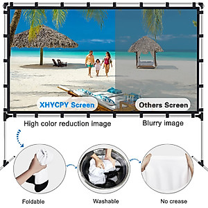 XHYCPY Projection Screen with Stand 100 inch Projector Screen Foldable Portable 16:9 4K HD Movie Screen with Carry Bag for Home Theater Outdoor Indoor Support Double Sided Projection