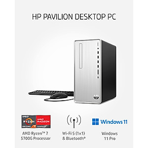 HP Pavilion Desktop PC, AMD Ryzen 7 5700G, 16 GB RAM, 512 GB SSD, Windows 11 Pro, Wi-Fi 5 & Bluetooth Connectivity, 9 USB Ports, Wired Mouse and Keyboard Combo, (TP01-2022, 2021) (Renewed)