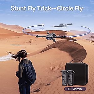 TOMZON T4W Drones with 2K Camera for Adults, Foldable FPV Drone for Beginners with Long Range, One Key Take off/Land, Altitude Hold, RC or APP Control, Circle Fly, Gravity Mode 2 Batteries 36 Mins