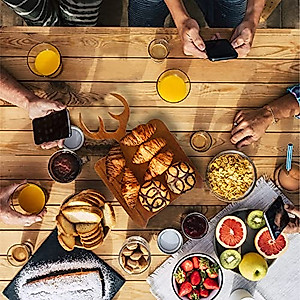 Antler Wooden Charcuterie Board, Decorative Acacia Wood Deer Bread Board, Rustic Elk Cutting Board, Housewarming, Anniversary, Wedding Gifts for Hunters, Home Kitchen and Cabin Decor