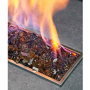 GASPRO 30 LB Fire Glass High Luster, 1/2inch Reflective Tempered Fire Glass in Cosmic Copper for Propane or Natural Gas Fire Pit or Fireplace