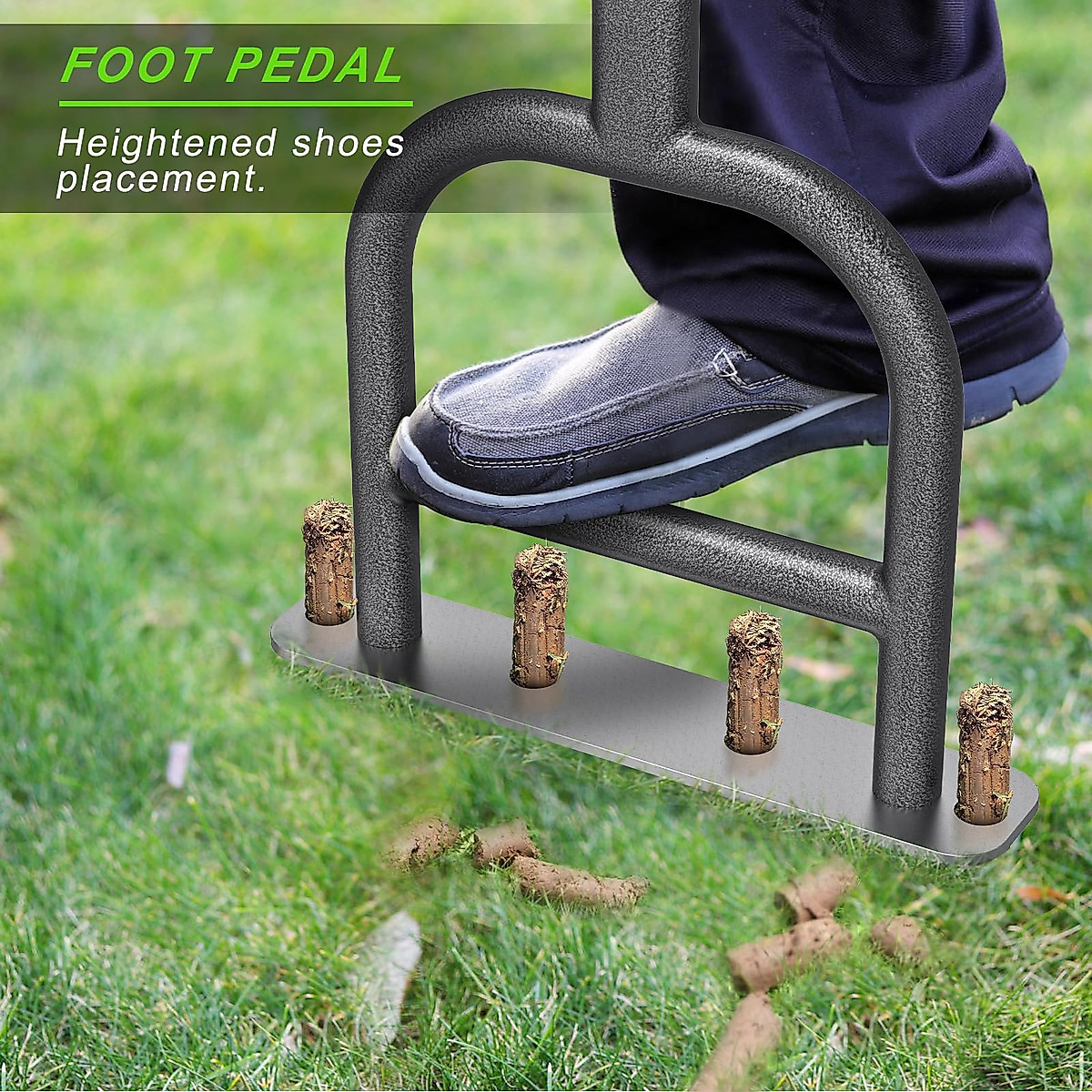 Dolibest Lawn Coring Aerator, Stainless Steel 4 Corer Plug Aerator Tool with Soft Rubber Grip, Manual Grass Aerating Tool, Garden Tool & Cleaning Hand Tool for Loosening Soil and Improving Lawn Health