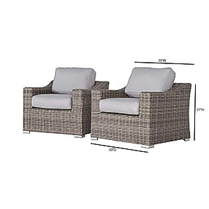 Century Modern Outdoor Marina Collection Patio Sofa Set, All Weather Wicker Rattan Outdoor Seating Aluminium Frame Resort Grade Furniture with Cushioned Seat by 2 Piece [CM-4900] (Club Chair)