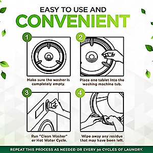 Renuv Heavy Duty Washing Machine Cleaner Descaler - Large Foaming Tablets For Front Load or Top Load, 6 Pack