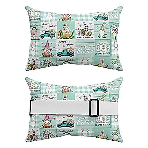 Prime Leader Recliner Head Pillow Ledge Loungers Chair Pillows with Insert Eater Element Rabbit Gnome Truck Eggs Blue Plaid Lumbar Pillow with Adjustable Strap Outdoor Waterproof Patio Pillows, 2 PCS