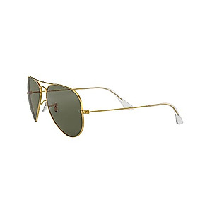 Ray-Ban RB3025 Classic Aviator Sunglasses, Gold/Green Polarized, 58 mm