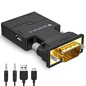 FOINNEX VGA to HDMI Adapter Converter with Audio,(PC VGA Source Output to TV/Monitor with HDMI Connector), Active Male VGA in Female HDMI 1080p Video Dongle adaptador for Computer,Laptop,Projector
