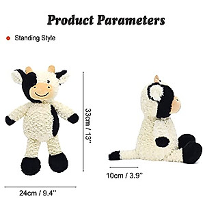 HWD 13'' Soft Cow Plush Dolls Stuffed Animals Toys Gifts for Kids, Toddler, Birthday, Valentines, Christmas (Standing)