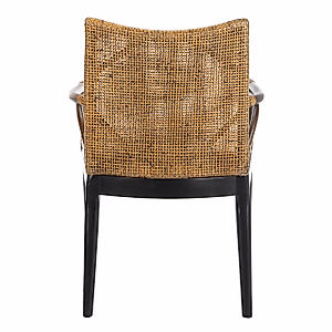 Safavieh Home Gianni Rattan Tropical Woven Arm Chair, Brown/Black