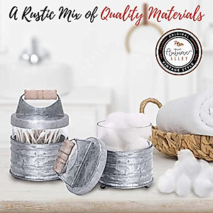 Autumn Alley Rustic Bathroom Accessories Set 4 - Galvanized Farmhouse Soap Dispenser, Rustic Toothbrush Holder, 2 Apothecary Jars Qtip Holder - Rustic Bathroom Decor – Farmhouse Bathroom Accessories