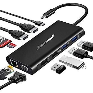 Hiearcool Docking Station,11IN1 USB C Docking Station,Dual Monitor Laptop Docking Station USB C Dock for Dell HP Lenovo Universal Docking Station for Office and Work from Home