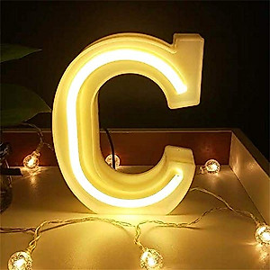 Light Up Marquee Letters Lights Letters Neon Signs,Wall Decor/Table Decor for Home Bar Christmas, Birthday Party, Valentinefs Day Words-Warm White Letters(C)