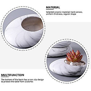 HANABASS Decorative Planters Vase Pebble Oval Desktop Container Home Pot Ceramic Ikebana Balcony Mini Indoor Flower Center Modern Holder Bonsai Outdoor Cactus for Style and Plant Garden