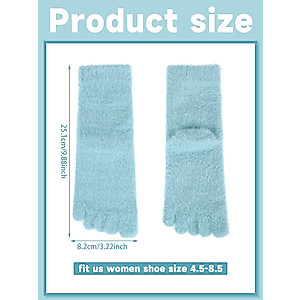 Bencailor 3 Pairs Women Toe Socks Fuzzy Toe Socks Warm Winter Toe Socks Five Toe Socks for Women Men, Size 5-8(Green, Blue, White)