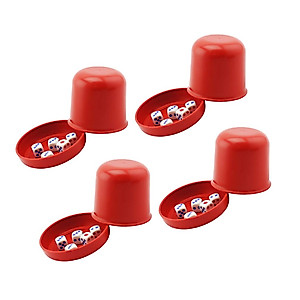 NUOBESTY Dice Cup Set Games Professional Plastic Dot Dices for Liars Farkle Bar Ktv Anti Cheating Dice Box with 5 Dices (Red)