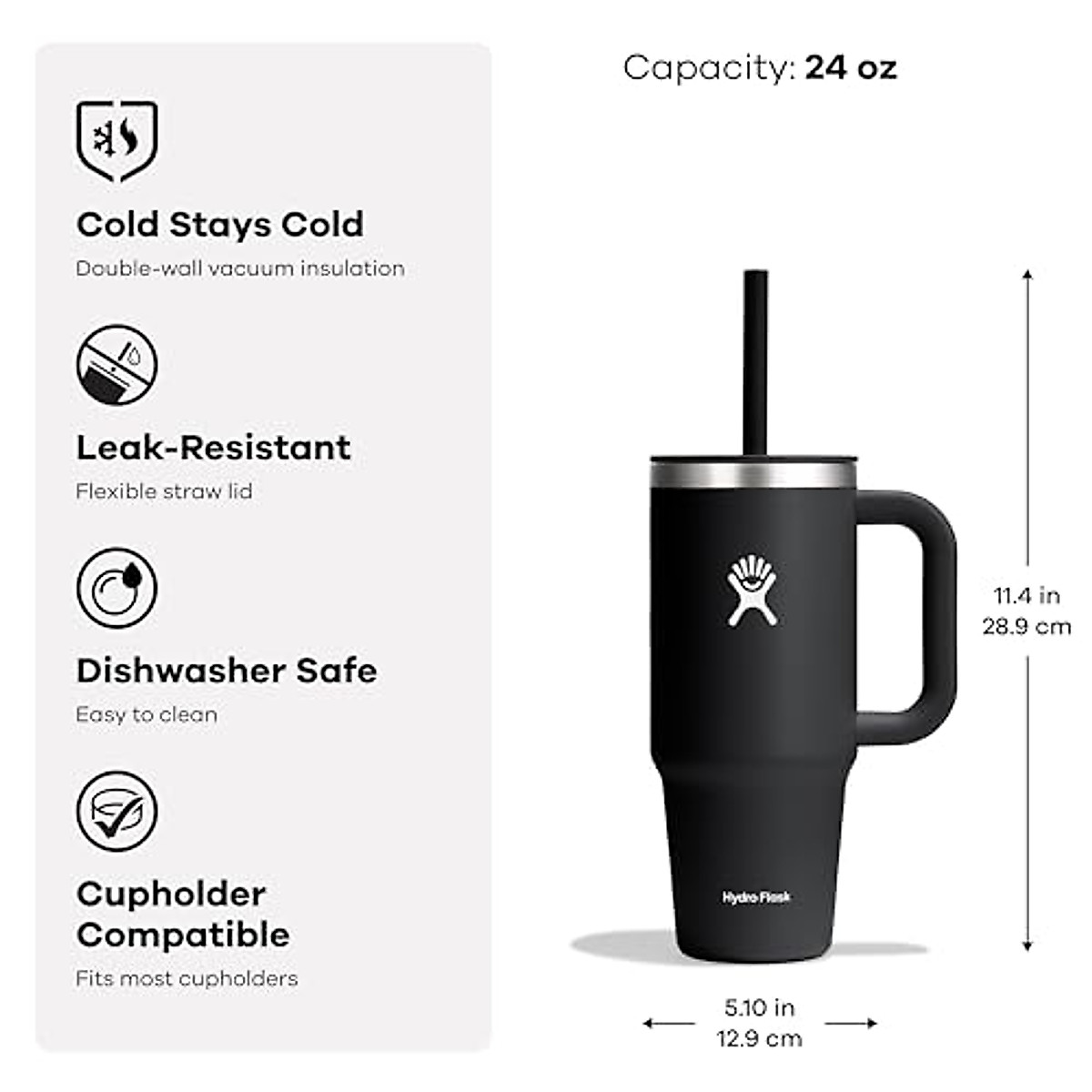 Hydro Flask 24 OZ Travel Tumbler Black