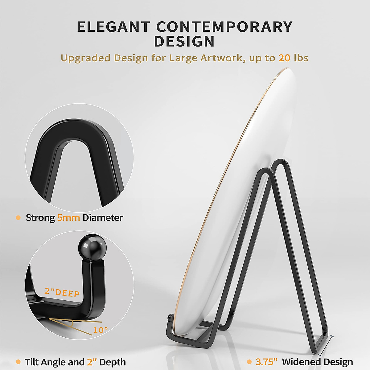 IPAME 4 Pack 8 Inch Large Plate Stands for Display - Metal Square Wire Plate Holder Display Stand + Picture Stand for Book, Platter, Plaque, Photo Easel