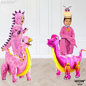 KatchOn, Giant Pink Dinosaur Balloons - 35 Inch, Pack of 2 | Dinosaur Pink Balloons, Pink Dinosaur Birthday Decorations | Girl Dinosaur Balloons, Girl Dinosaur Party Decorations | Pink Dino Balloons