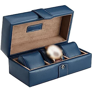 Watch Holder Leather Watch Box 3 Slot Travel Watches Storage Case Holder Jewelry Organizer Pouch Elegant Portable Watch Organizer (Color : Black2) (Blue)