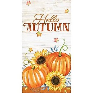 Hello Autumn Pumpkin Harvest Guest Towels - 32CT | (2 packs of 16CT) Decorative Paper Napkins Fingertip Hand Towels | Fall Thanksgiving Friendsgiving Table Decor