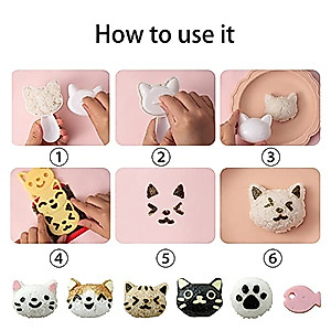 Cute Cat Rice Ball Molds 6 Sets Sushi Molds Bento Accessories Kits with 3PCS Vegetable Fruit Cutter Shapes and 1PC Gimbap Mold Triangle for Nori Rice Making DIY Bento Box Picnic Tools