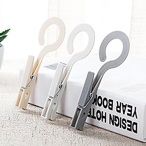 JCBIZ 12-Pack Drying Clips Laundry Hooks, Portable Clothes Pins Hanging, Plastic Clips Hanger Best for Home Travel Outdoor - (Dark Grey)