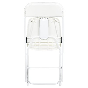 EMMA + OLIVER Set of 2 Plastic Folding Chairs - 650 LB Weight Capacity Lightweight Stackable Folding Chair in White
