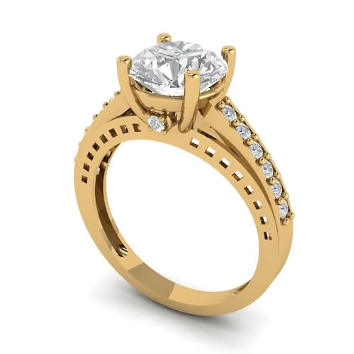 Clara Pucci 2.21 ct Round Cut Genuine Lab Grown Diamond SI1-SI2 J-K 14K Yellow Gold Bridal Wedding Engagement Designer Ring size 3.5