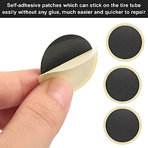 Pre-glued Patch Puncture Repair Kit Bike Tire Patch Repair Kit, Bicycle Tube Puncture Rubber Patches Glueless Patches with Metal Rasp and Portable Case for Bike Inner Tube