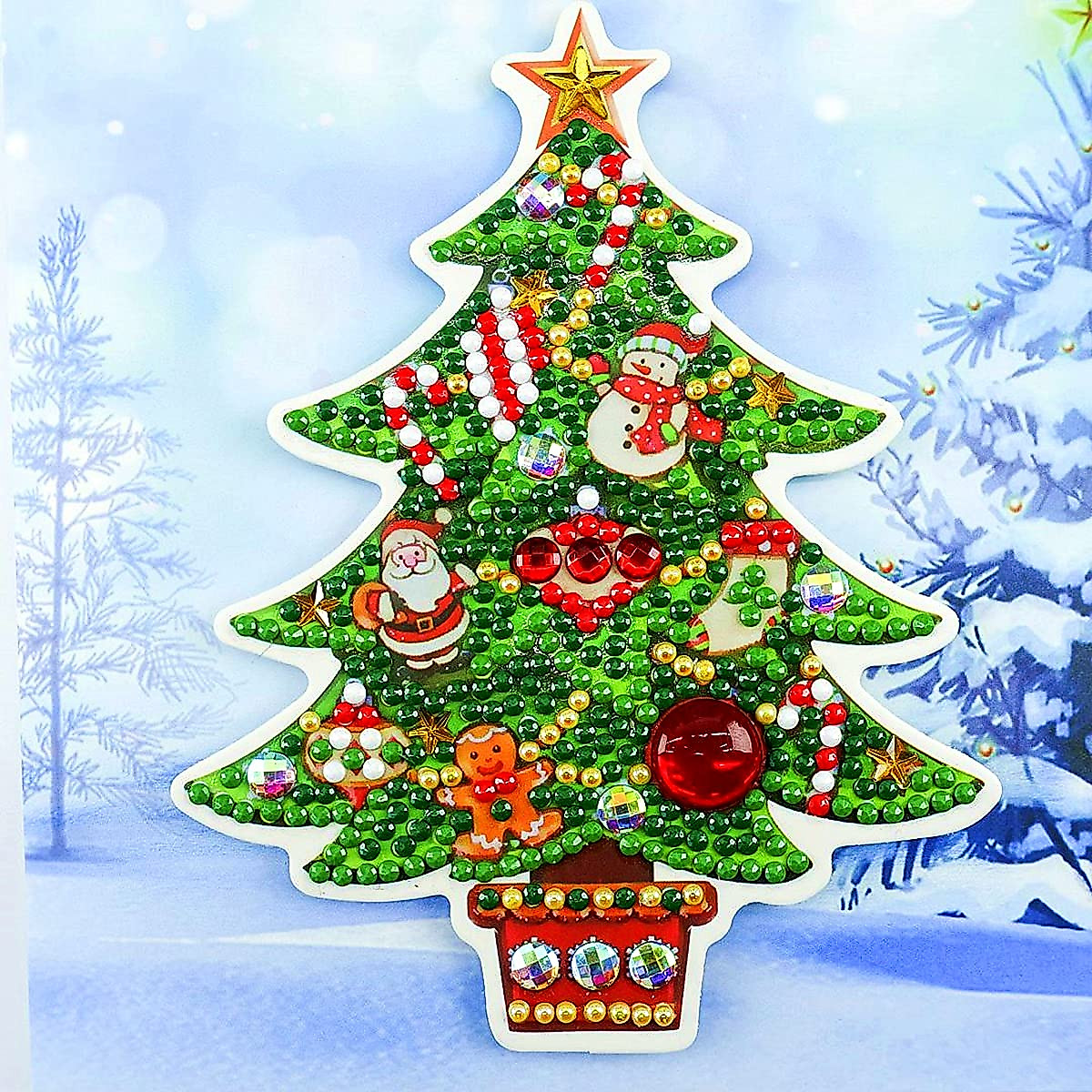 Huacan Christmas Cards 5D DIY Diamond Painting Round Drill Greeting Thank You Cards Creative 8 Packs